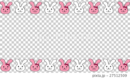 A line of white and pink rabbits - Stock Illustration [27512509] - PIXTA