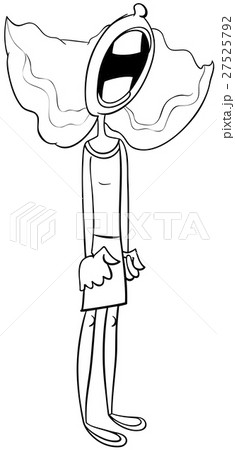 shouting girl coloring pageのイラスト素材 [27525792] - PIXTA