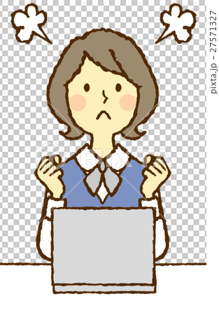 Young lady OL computer get angry - Stock Illustration [27571327] - PIXTA