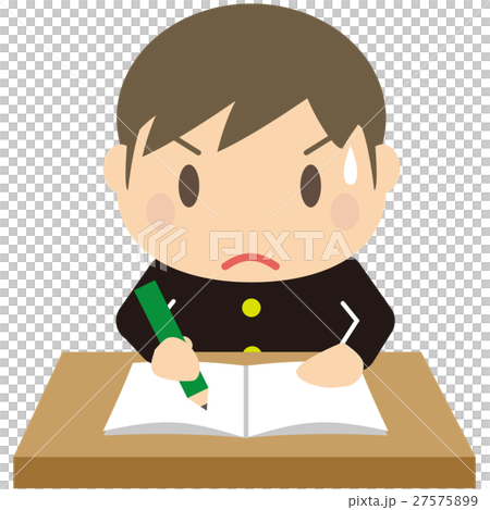 I am trying hard at studying desk student desk - Stock Illustration ...