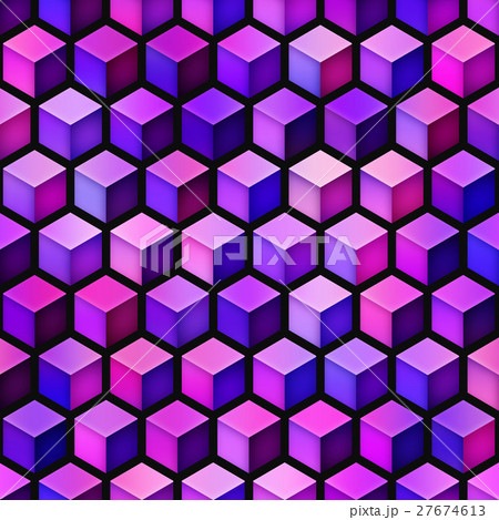Gradient Cubes Tiling. Seamless Multicolor Patternのイラスト素材 [27674613 ...