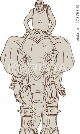 War Elephant Mahout Rider Drawingのイラスト素材 [27876349] - PIXTA