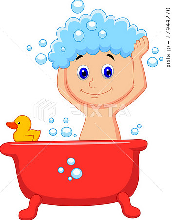 Cute cartoon boy having bathのイラスト素材 [27944270] - PIXTA