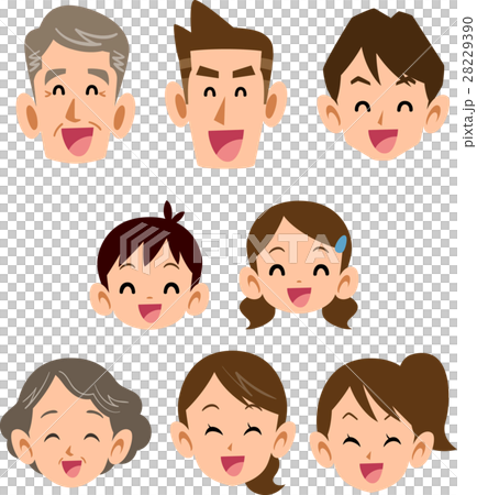Three generations family smile face expression... - Stock Illustration ...