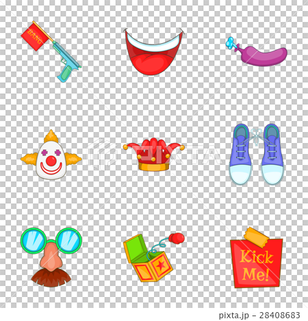 Funny jokes icons set, cartoon style - Stock Illustration [28408683 ...