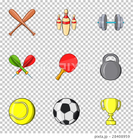 Sports stuff icons set, cartoon style - Stock Illustration [28408959 ...