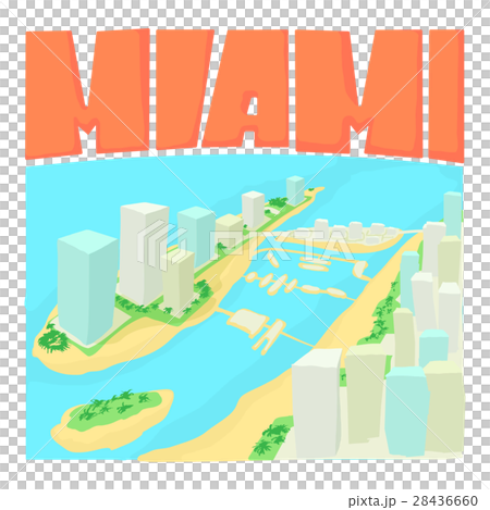Miami city concept, cartoon style - Stock Illustration [28436660] - PIXTA