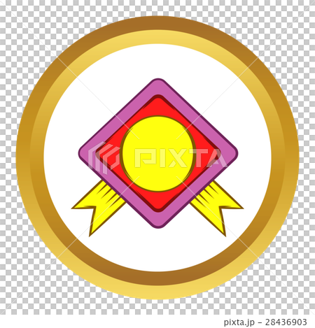 Color badge with yellow ribbons vector icon - Stock Illustration ...
