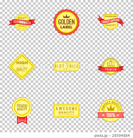 Certificate tag icons set, cartoon style - Stock Illustration [28504884 ...