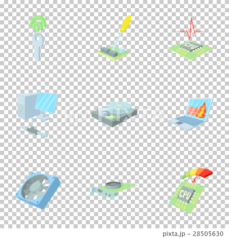 Computer setup icons set, cartoon style - Stock Illustration [28505630 ...