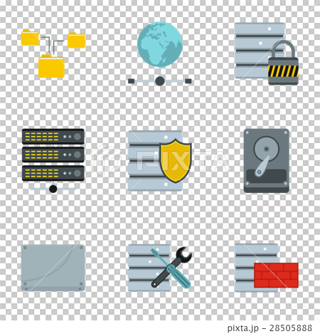 Computer setup icons set, flat style - Stock Illustration [28505888 ...