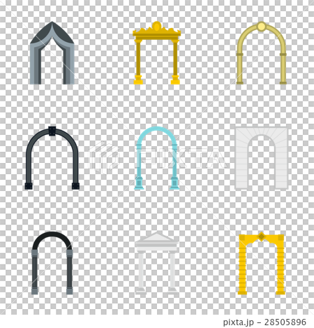 Arched openings icons set, flat style - Stock Illustration [28505896 ...