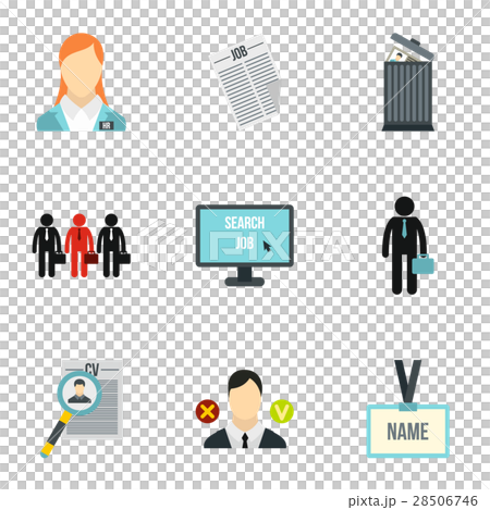 Staffing agency icons set, flat style - Stock Illustration [28506746 ...