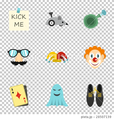 Funny joke icons set, flat style - Stock Illustration [28507139] - PIXTA