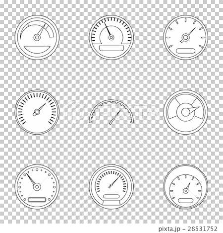 Speedometer icons set, outline style - Stock Illustration [28531752 ...