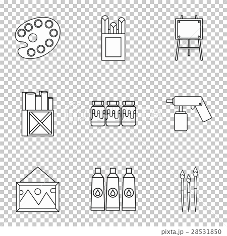 Painting icons set, outline style - Stock Illustration [28531850] - PIXTA