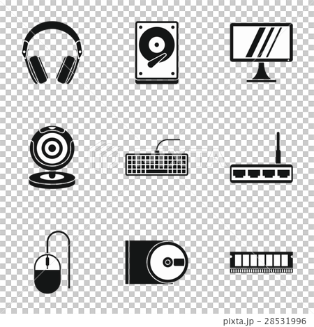 Computer data icons set, simple style - Stock Illustration [28531996 ...