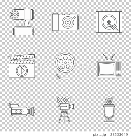 Communication device icons set, outline style - Stock Illustration ...