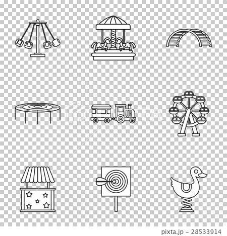 Rides icons set, outline style - Stock Illustration [28533914] - PIXTA