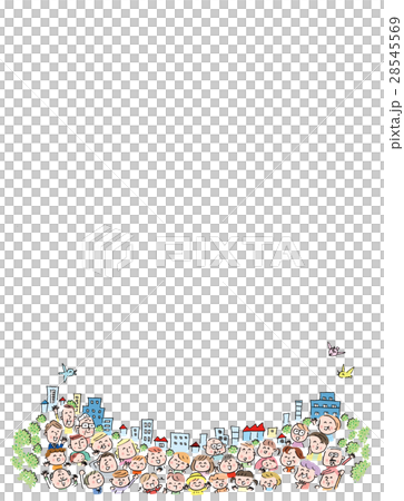 People in the town and a smiley town Copy space - Stock Illustration ...
