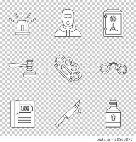 Offense icons set, outline style - Stock Illustration [28563075] - PIXTA