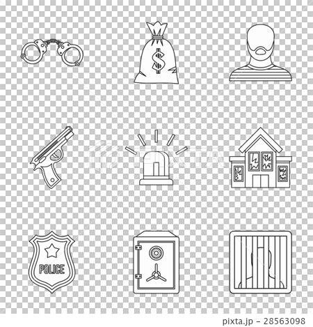 Robbery icons set, outline style - Stock Illustration [28563098] - PIXTA