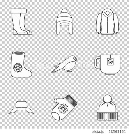 Winter frost icons set, outline style - Stock Illustration [28563161 ...