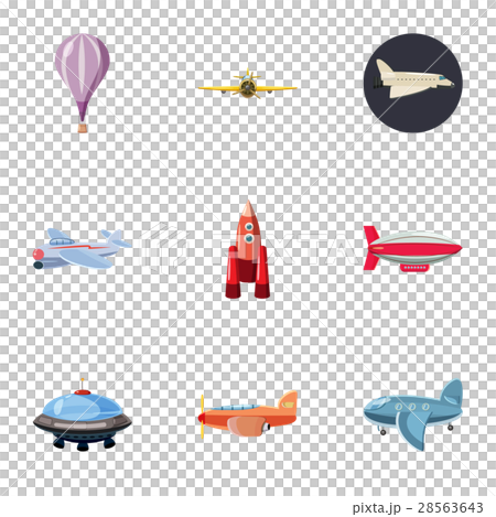Flying machine icons set, cartoon style - Stock Illustration [28563643 ...
