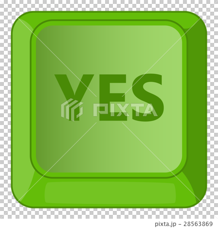 Yes green button icon, cartoon style - Stock Illustration [28563869 ...