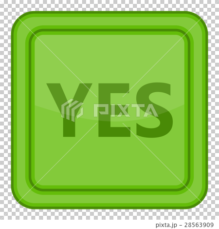 Yes green square label icon, cartoon style - Stock Illustration ...