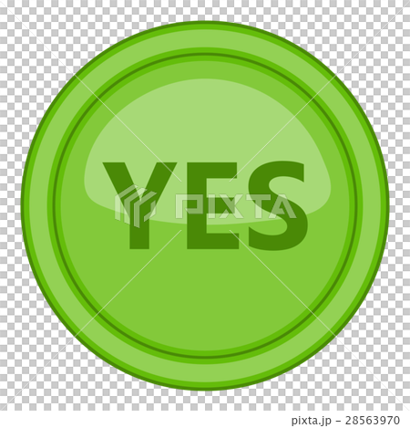 Yes green circle button icon, cartoon style - Stock Illustration ...