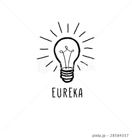 Lamp bulb isolated, handwritten lettering Eurekaのイラスト素材 [28584357] - PIXTA