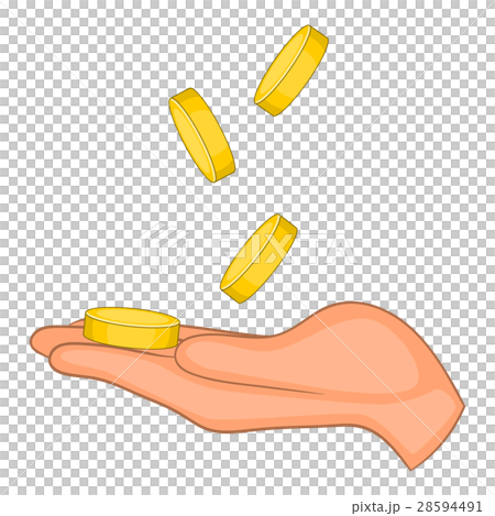Coins on hand icon, cartoon style - Stock Illustration [28594491] - PIXTA