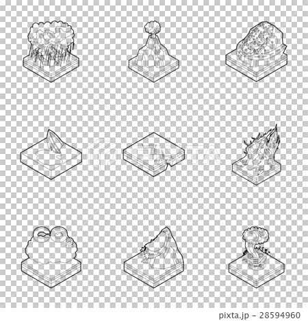 Natural occurrence icons set, outline style - Stock Illustration ...