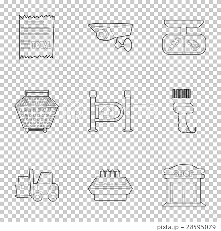 Store icons set, outline style - Stock Illustration [28595079] - PIXTA