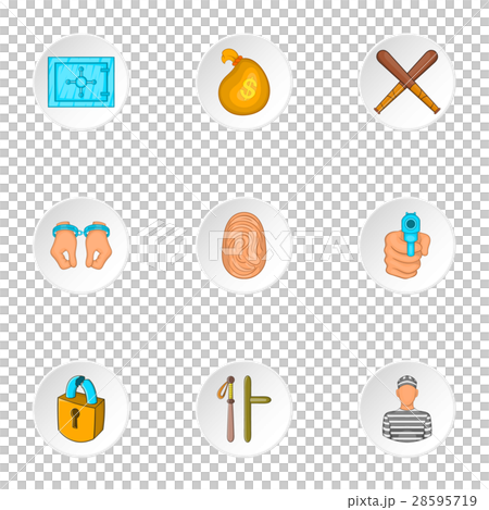 Lawlessness icons set, cartoon style - Stock Illustration [28595719 ...