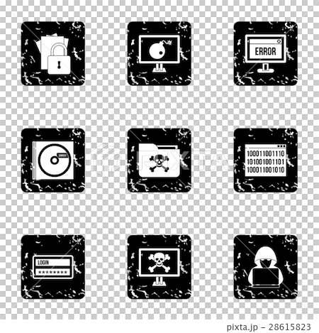 Cracking icons set, grunge style - Stock Illustration [28615823] - PIXTA