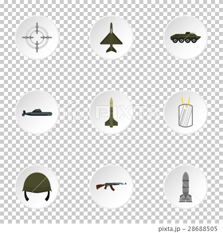 Military defense icons set, flat style - Stock Illustration [28688505 ...