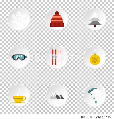 Winter frost icons set, flat style - Stock Illustration [28688630] - PIXTA
