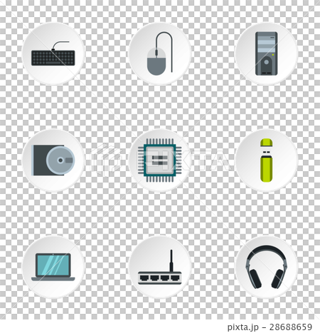 Computer data icons set, flat style - Stock Illustration [28688659] - PIXTA