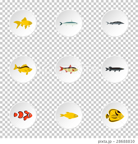 Marine fish icons set, flat style - Stock Illustration [28688810] - PIXTA