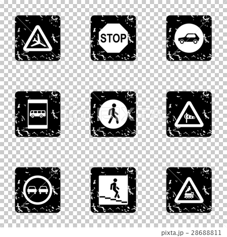 Traffic sign icons set, grunge style - Stock Illustration [28688811 ...