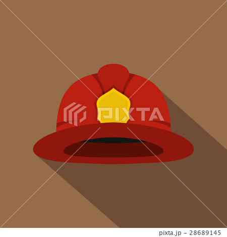 Red fireman helmet icon, flat styleのイラスト素材 [28689145] - PIXTA