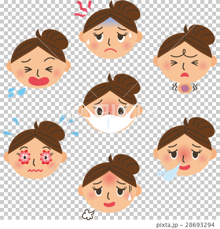 Sick female facial expression - Stock Illustration [28693294] - PIXTA