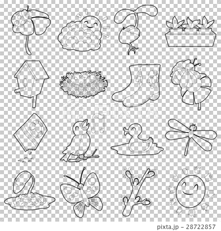 Spring things icons set, cartoon outline styleのイラスト素材 [28722857] - PIXTA