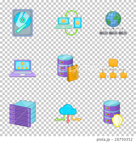 Hosting computer network service icons set - Stock Illustration ...