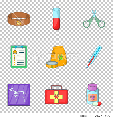 Veterinary equipment icons set, cartoon style - Stock Illustration ...