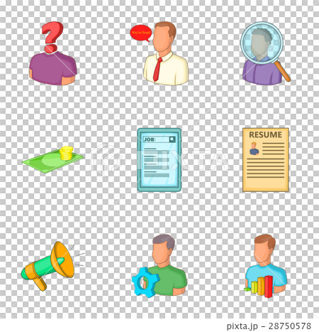 Employment agency icons set, cartoon style - Stock Illustration ...