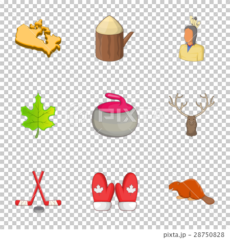 Canada elements icons set, cartoon style - Stock Illustration [28750828 ...