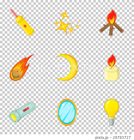Sources of light icons set, cartoon style - Stock Illustration ...